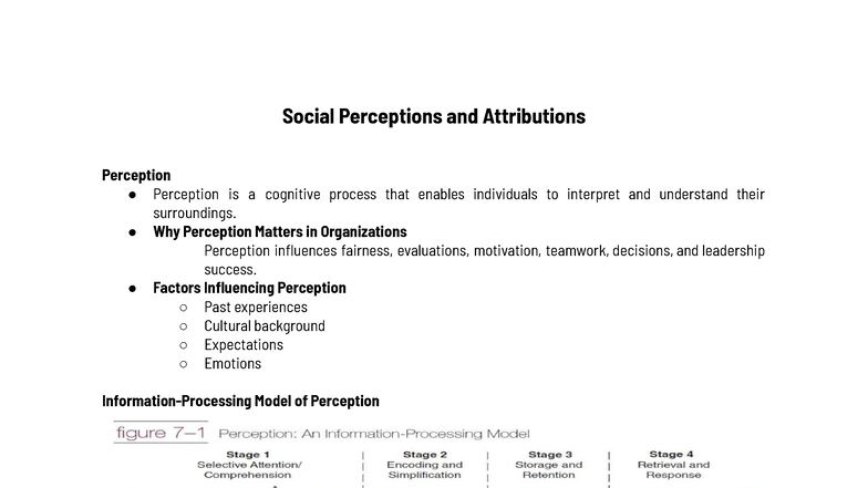 Social Perceptions and Attributions: Understanding Cognitive Processes ...
