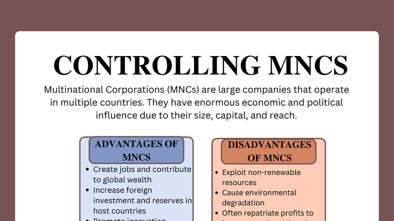 Ch.37 Controlling MNCs: Advantages, Disadvantages, and Legal Framework ...