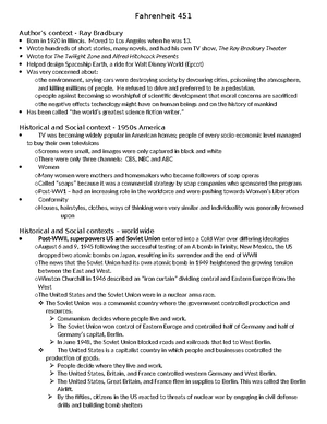 W1L2 - Contextual Analysis of Fahrenheit 451 and Its Themes - Studocu