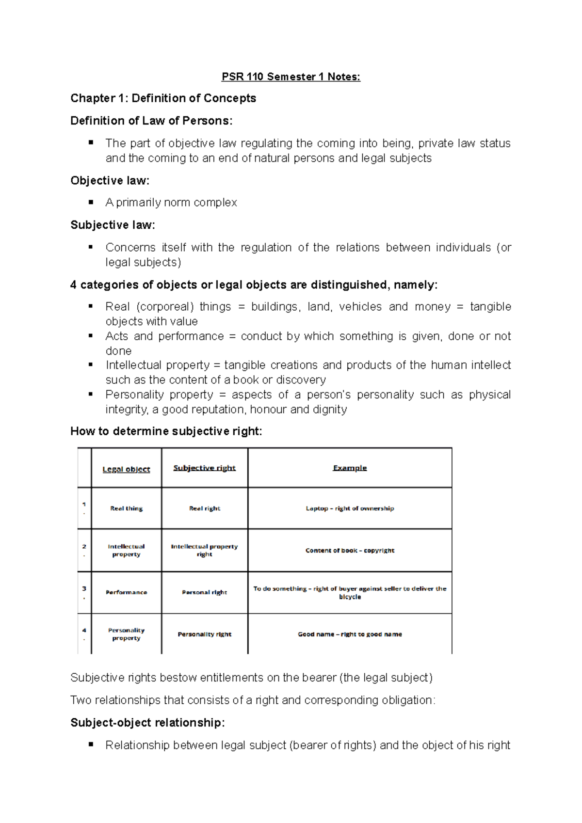 PSR 110 Semester Test 1 Notes - PSR 110 Semester 1 Notes: Chapter 1 ...