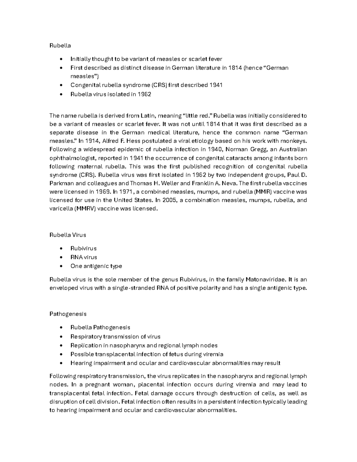 Rubella: History, Pathogenesis, and Clinical Features (CDC Document ...
