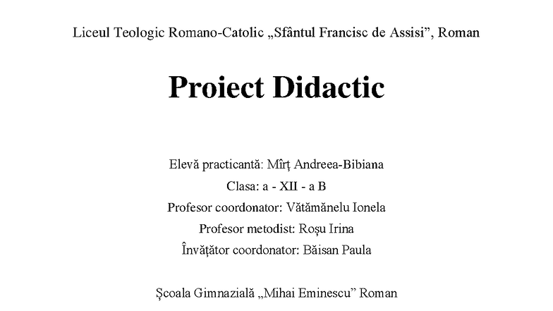 Proiect Didactic Geografie - Lecția despre Orizontul Local și Regiune ...