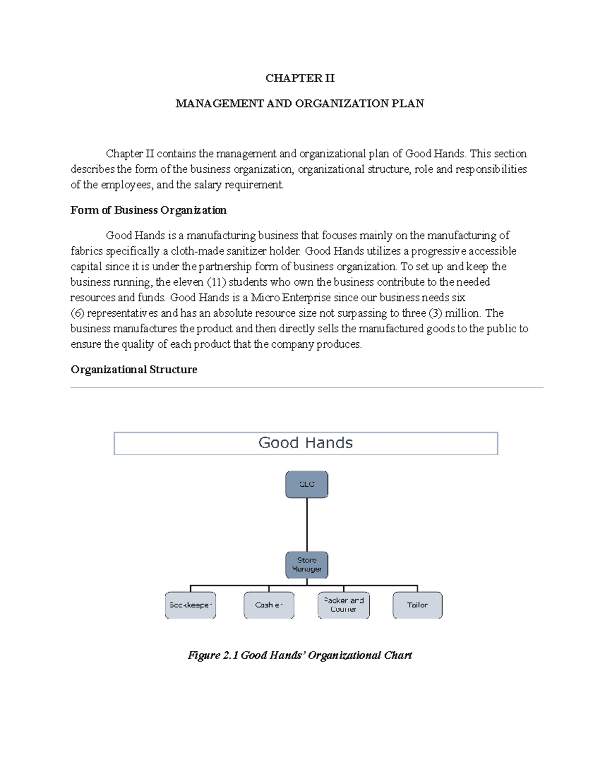 PART 1 organizationa plan management plan - CHAPTER II MANAGEMENT AND ...