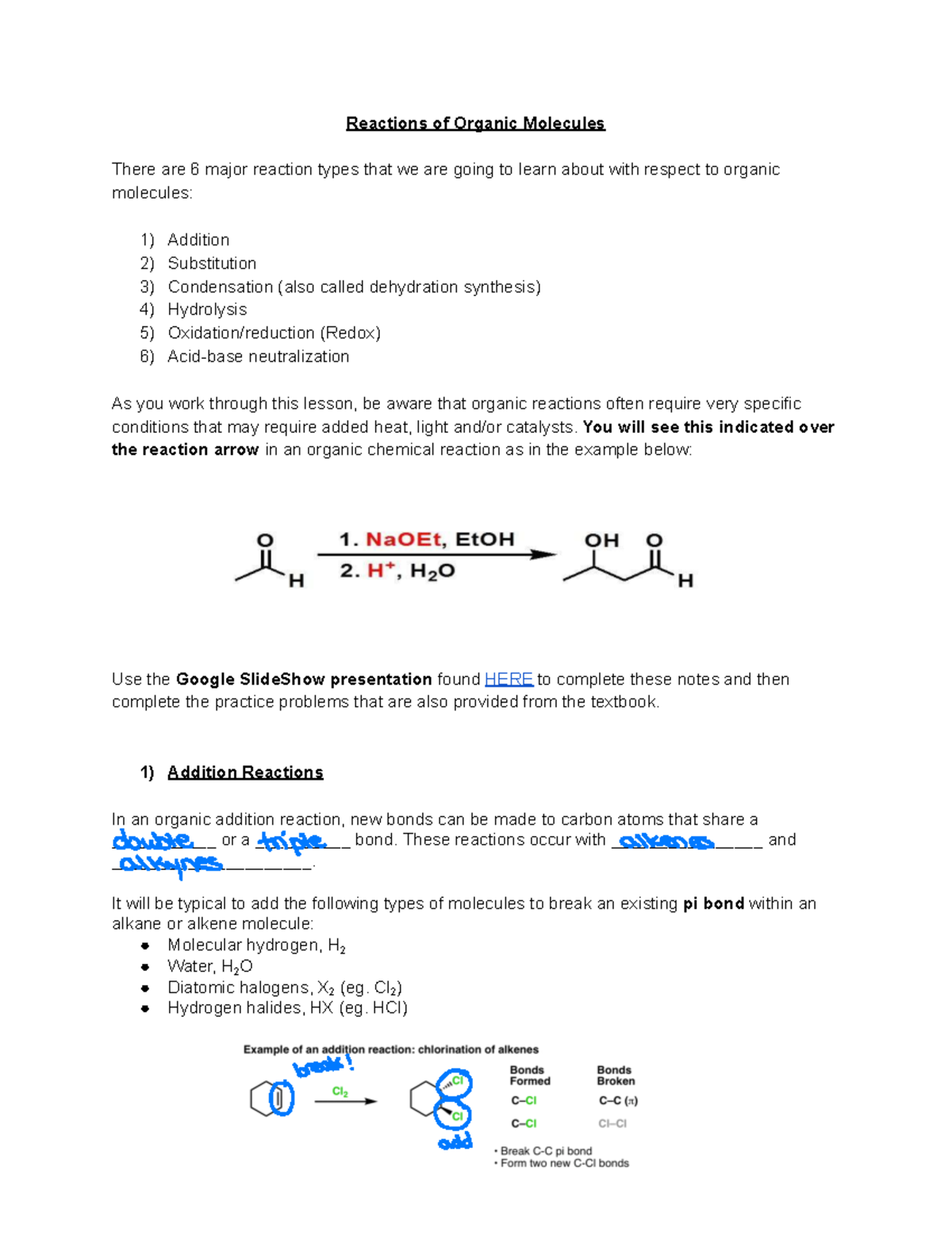 6. Organic Molecules Reactions - Complete Study Notes - Studocu