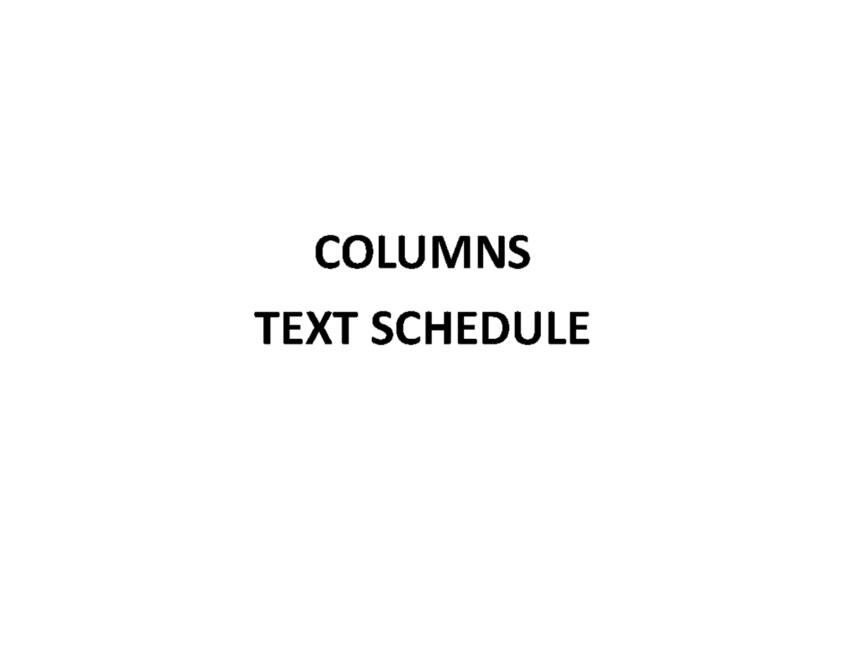C1 - Slab, Beams, and Columns Text Schedule - Studocu