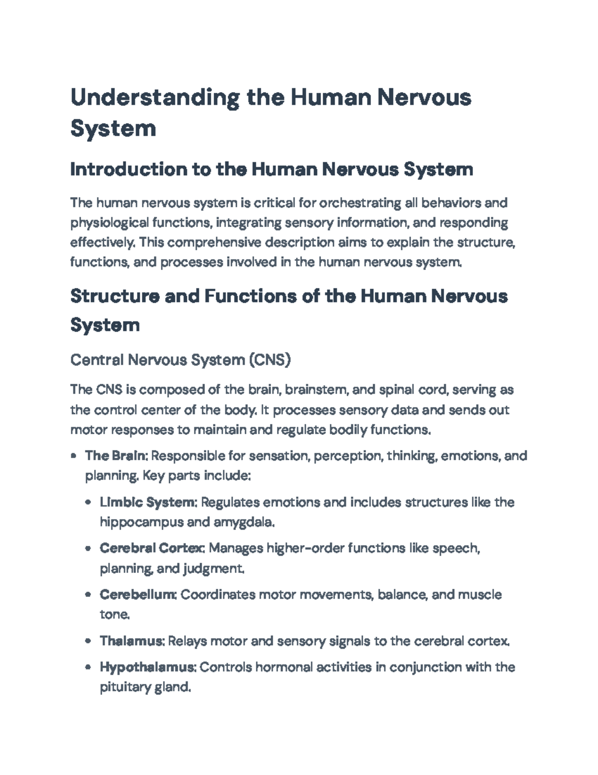 Understanding the Human Nervous System: Structure & Functions Overview - Understanding the Human ...
