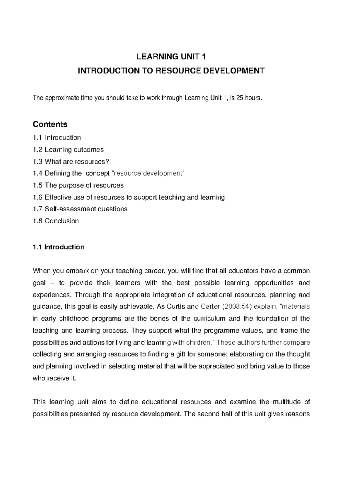 RDF2601 - Learning Unit 1: Introduction to Resource Development - Studocu