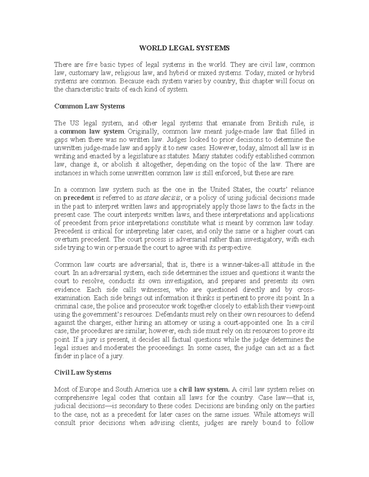 Legal Systems of the World: An Overview of Types and Characteristics ...