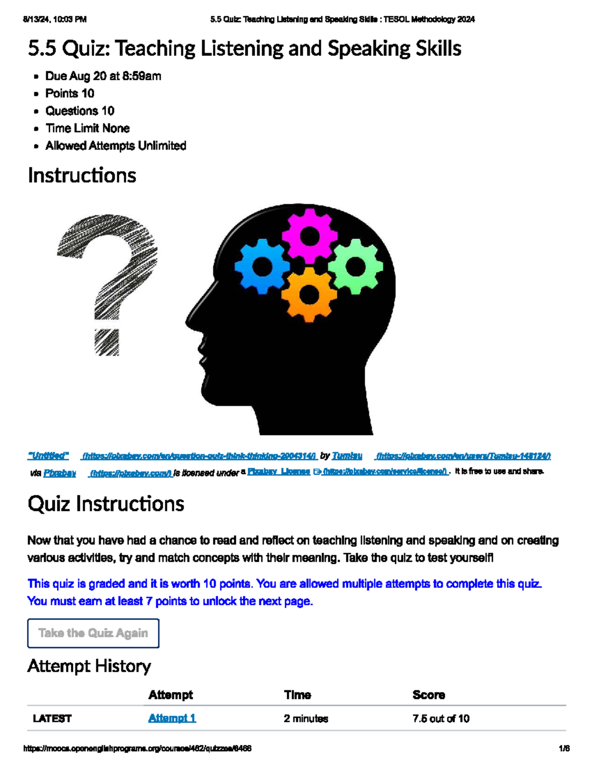 5.5 Quiz: Teaching Listening & Speaking Skills - TESOL Methodology 2024 ...