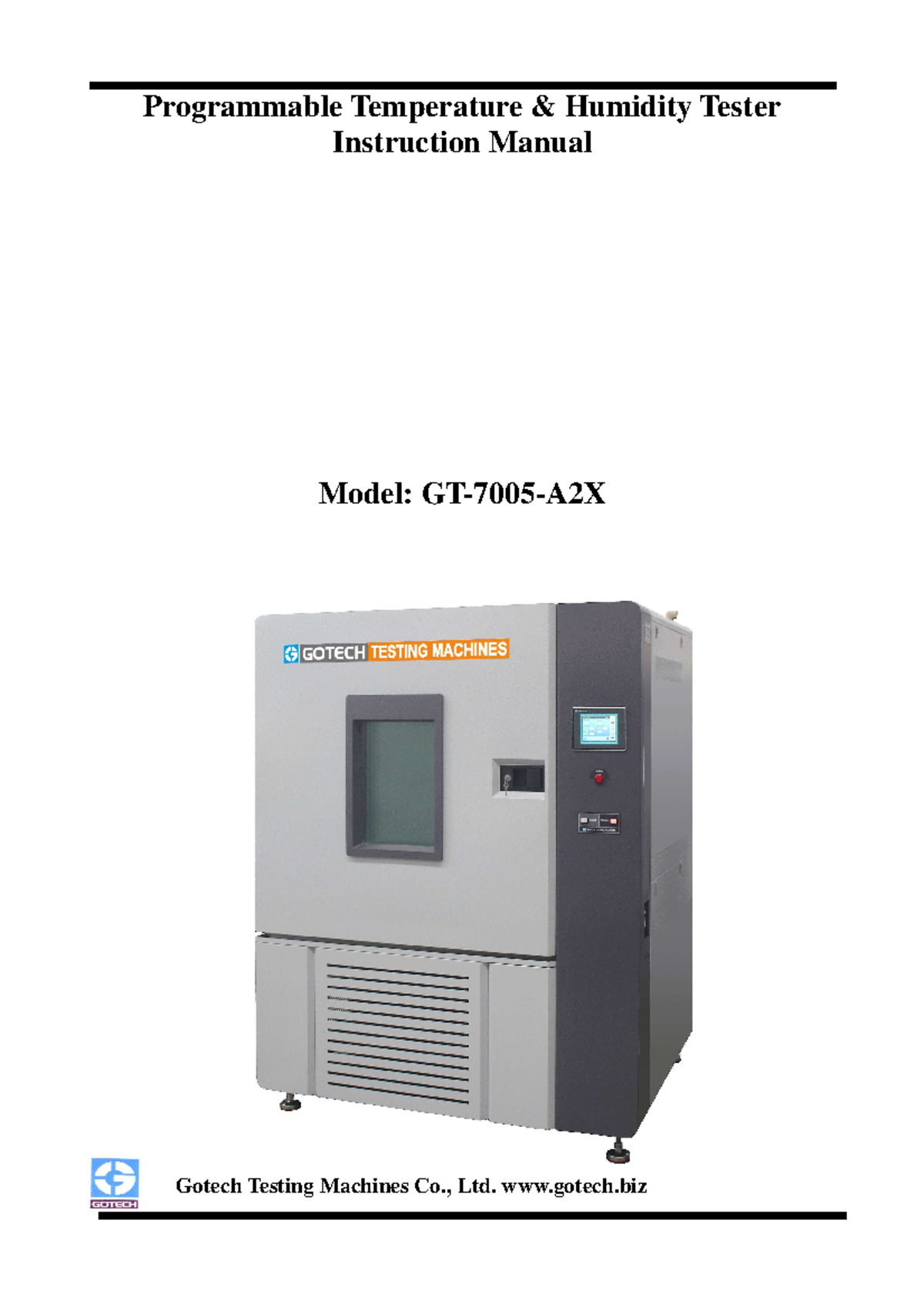 GT-7005-A2X Programmable Temp & Humidity Tester Operation Manual - Studocu