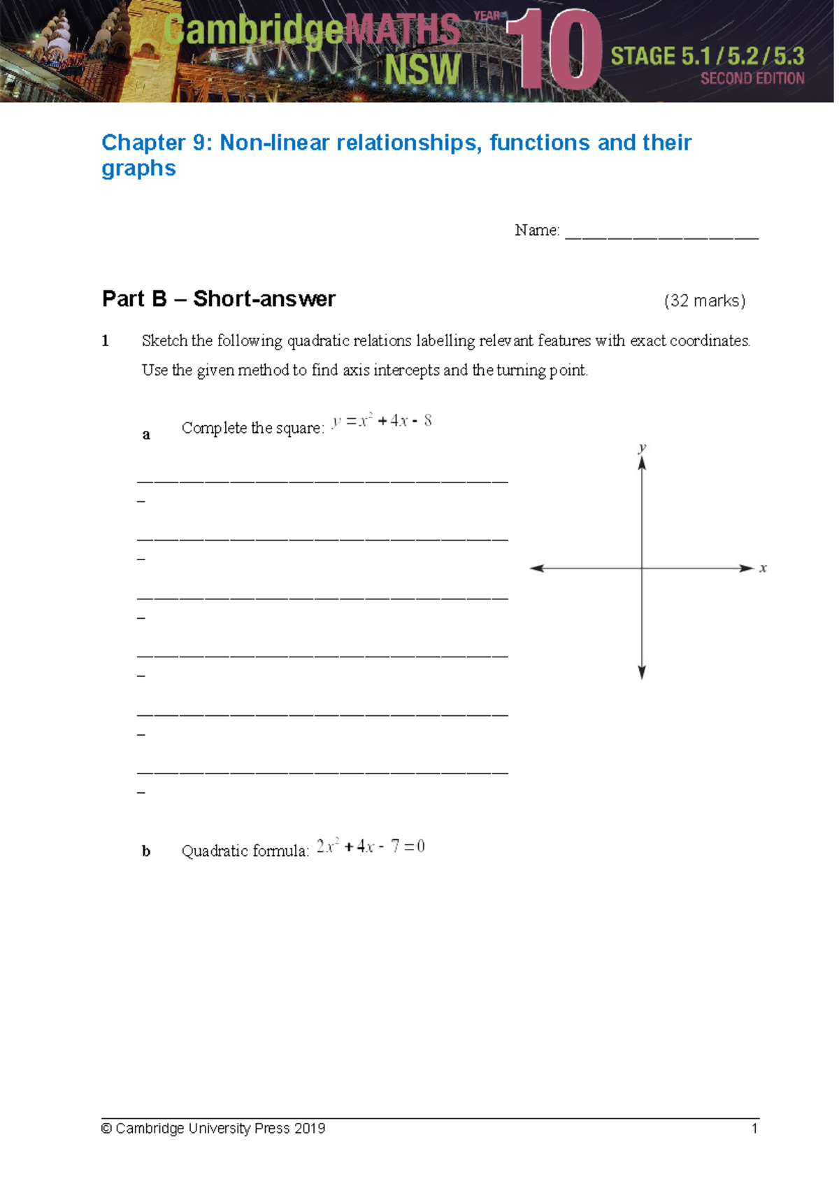 Chapter 9: Relationships, Functions & Graphs - Practice Questions (Camb ...