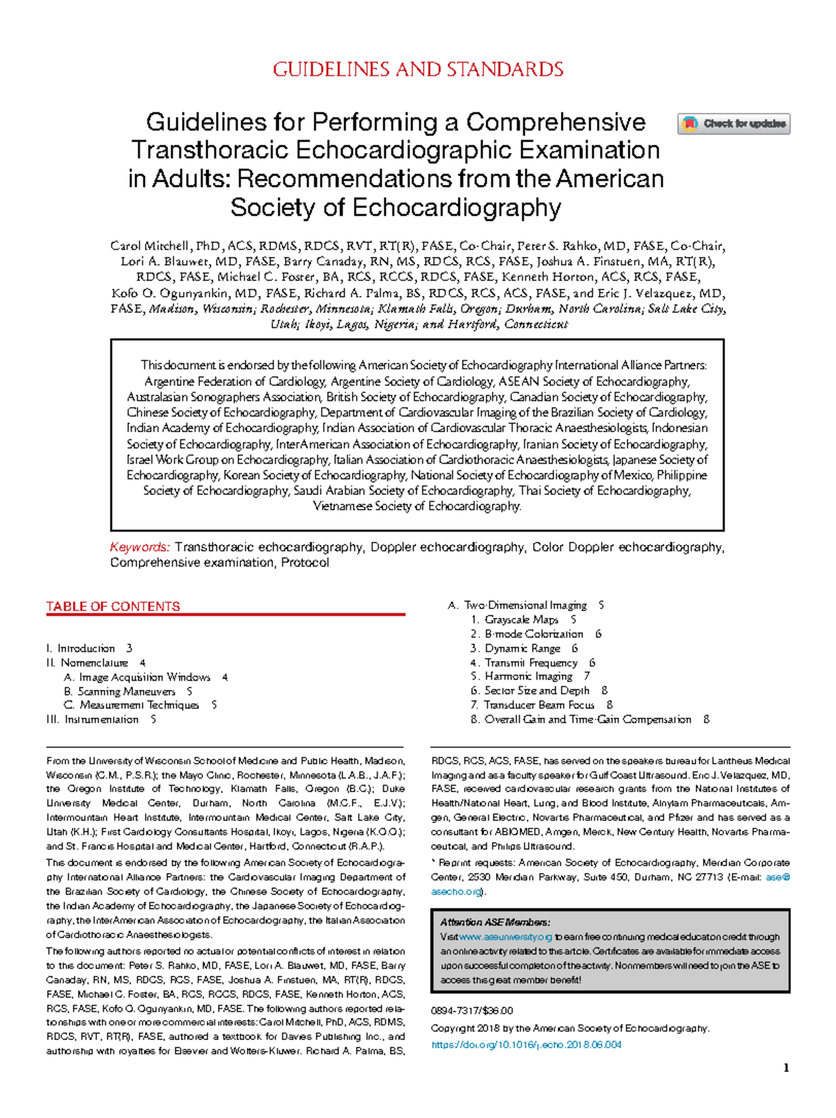 ASE Guidelines for Comprehensive Transthoracic Echocardiography ...
