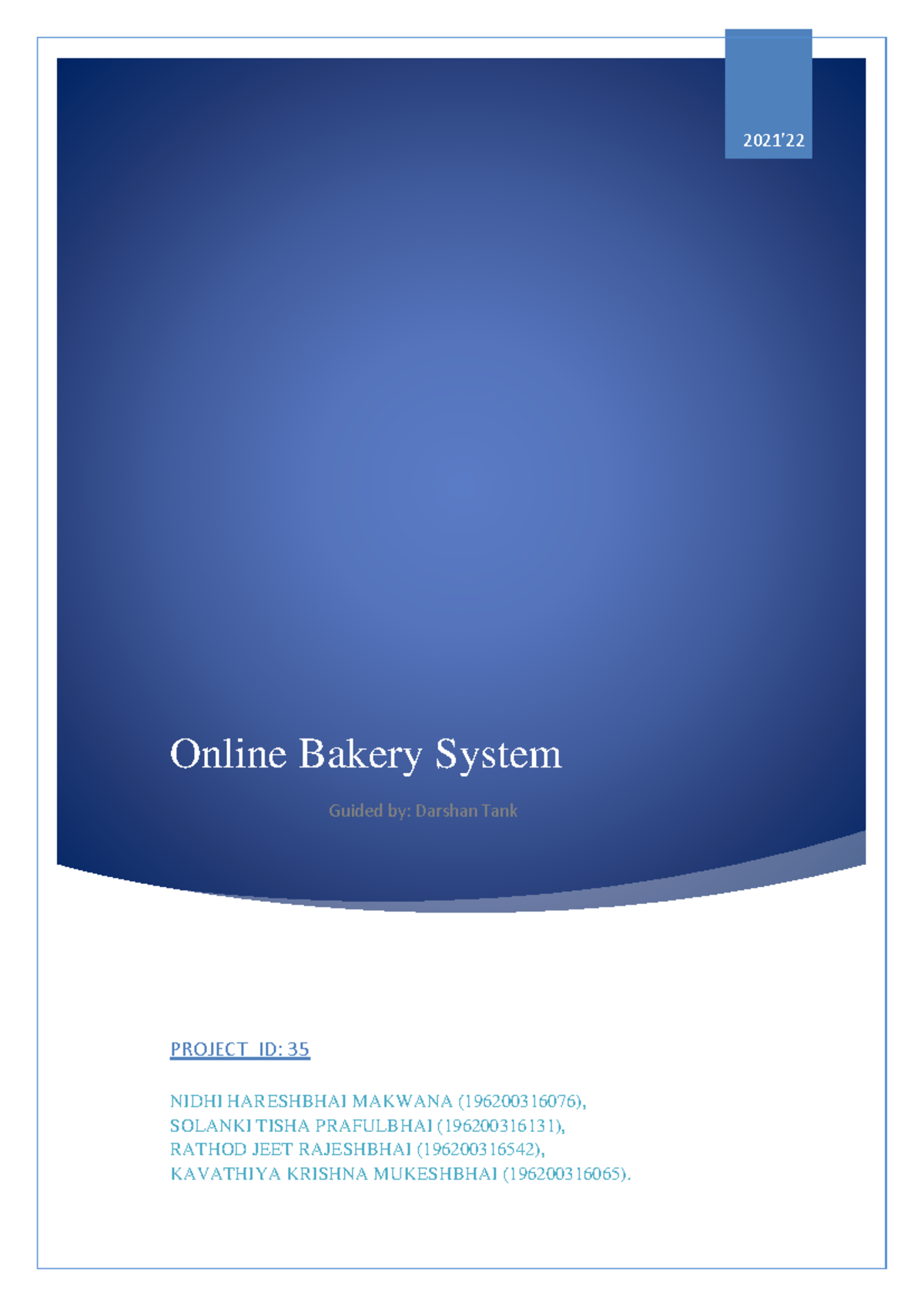 Online Bakery System Collage project report - Online Bakery System ...