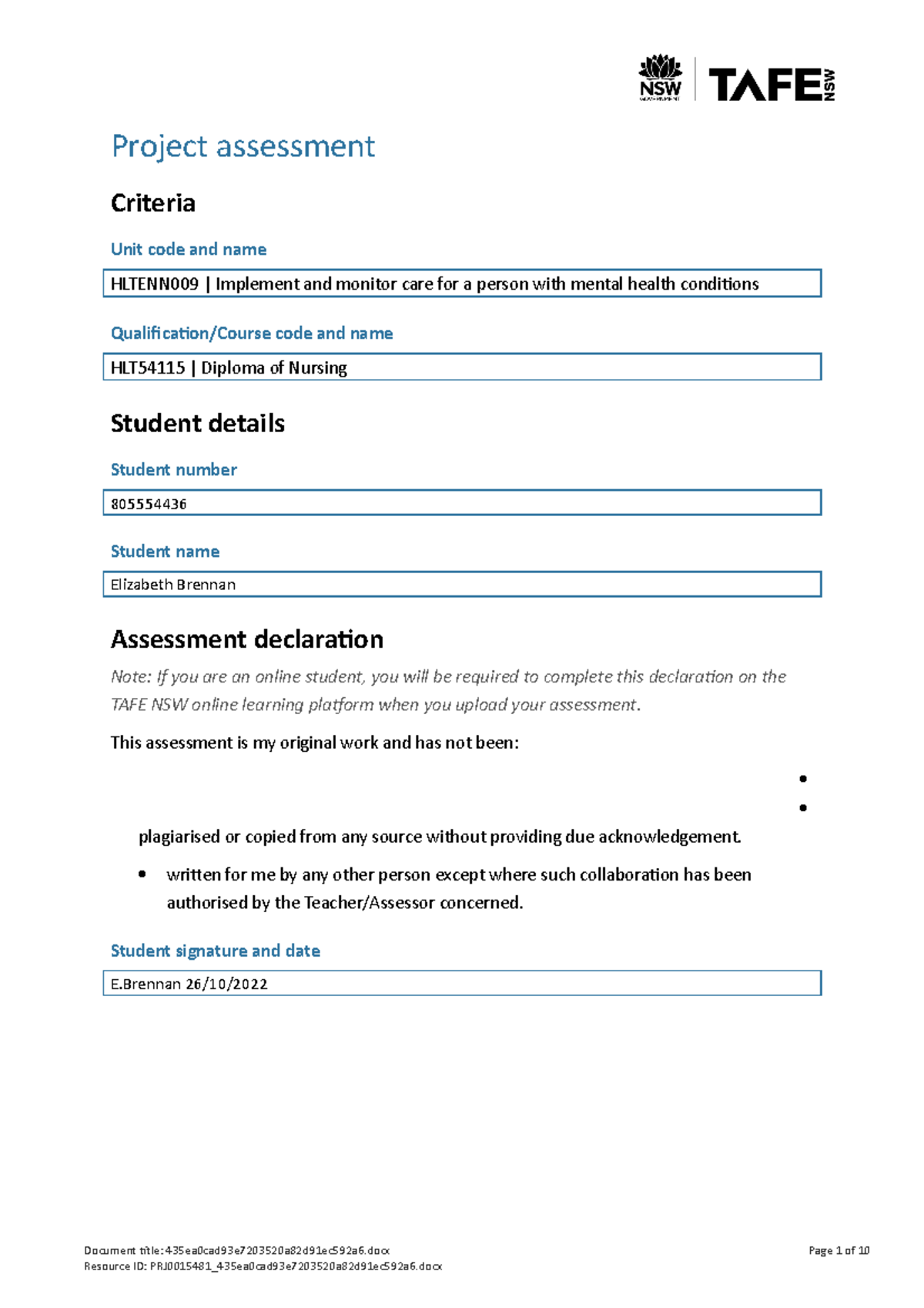 Hltenn 009 AE Pro2of3 - Assignment - Project assessment Criteria Unit ...
