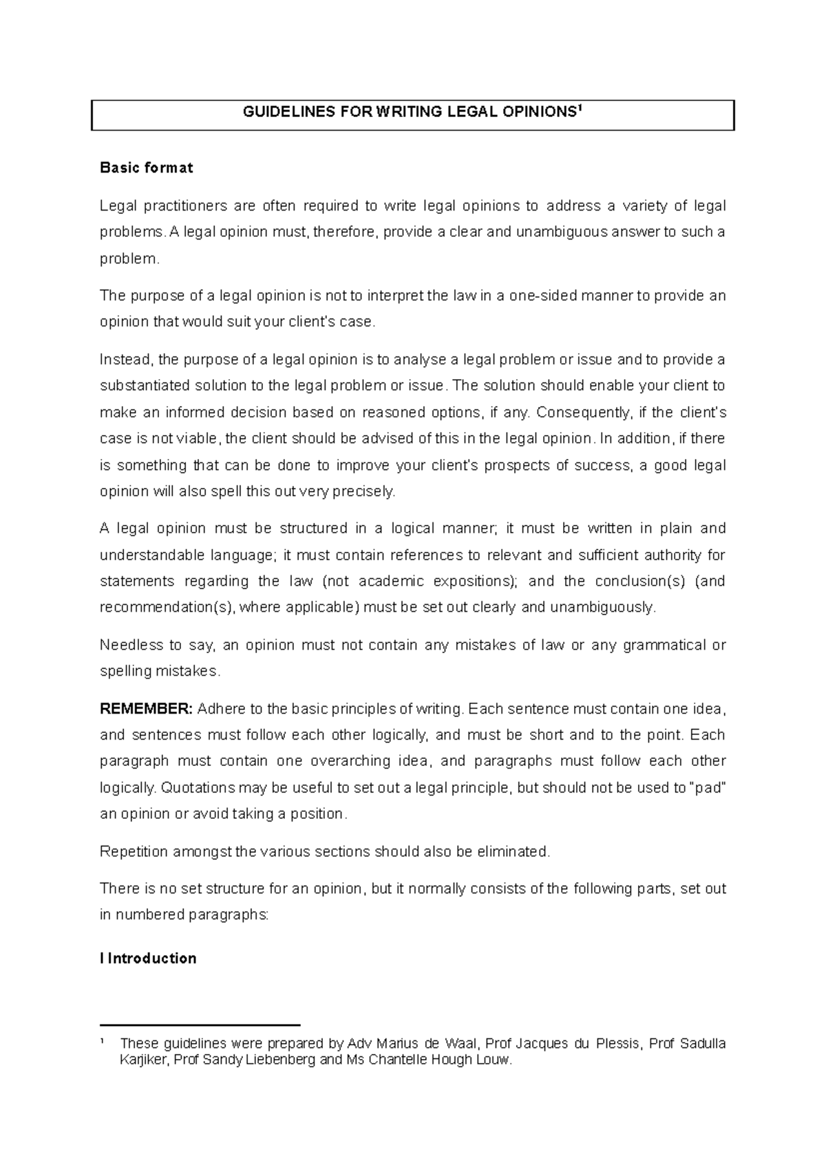 Legal Opinion Writing Guidelines: Structure & Best Practices - Studocu
