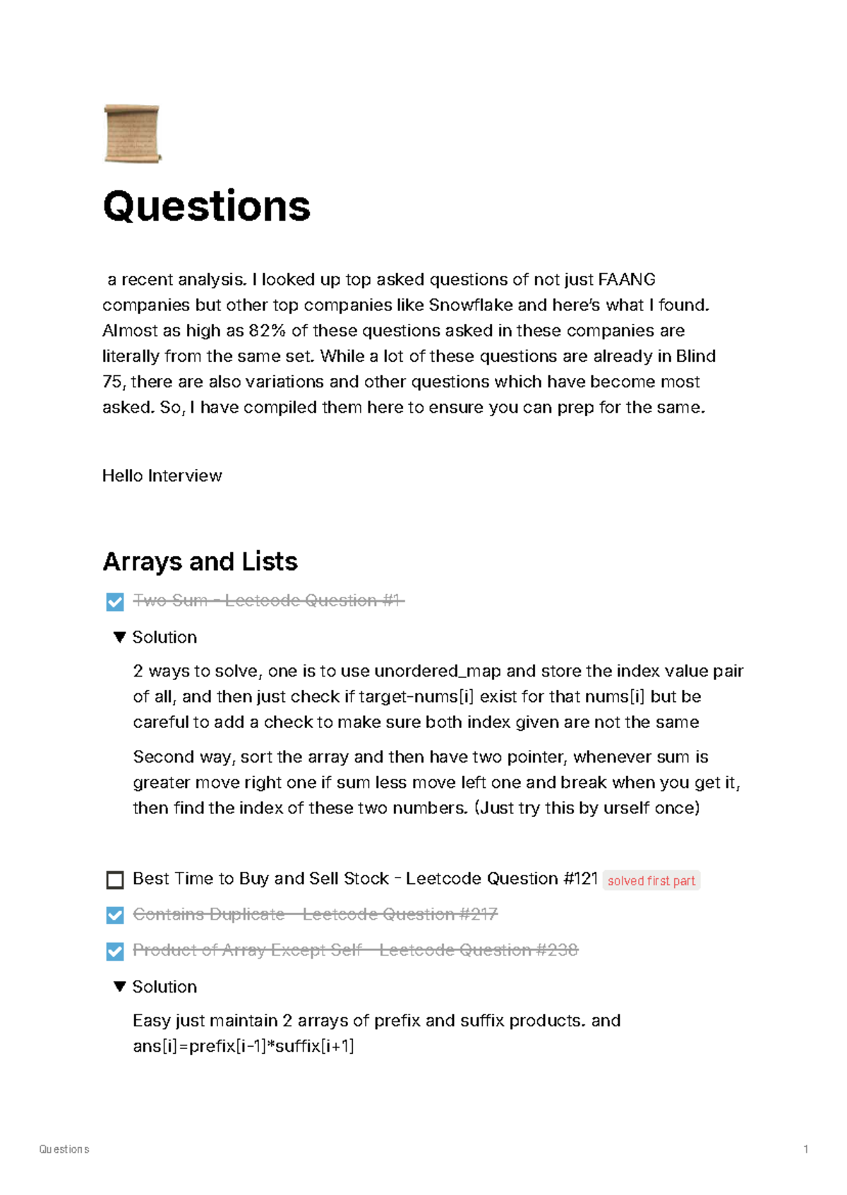 DSA Notes: Top Leetcode Questions & Solutions for FAANG Prep - Studocu