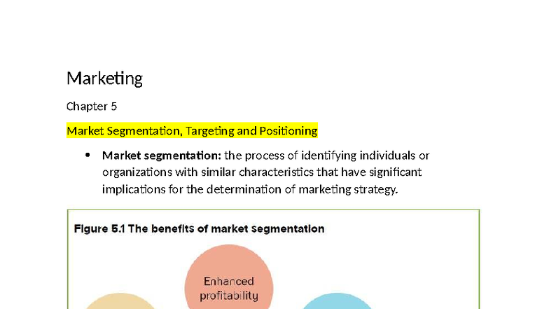 Marketing 101: Chapter 5 - Market Segmentation & Targeting - Studocu