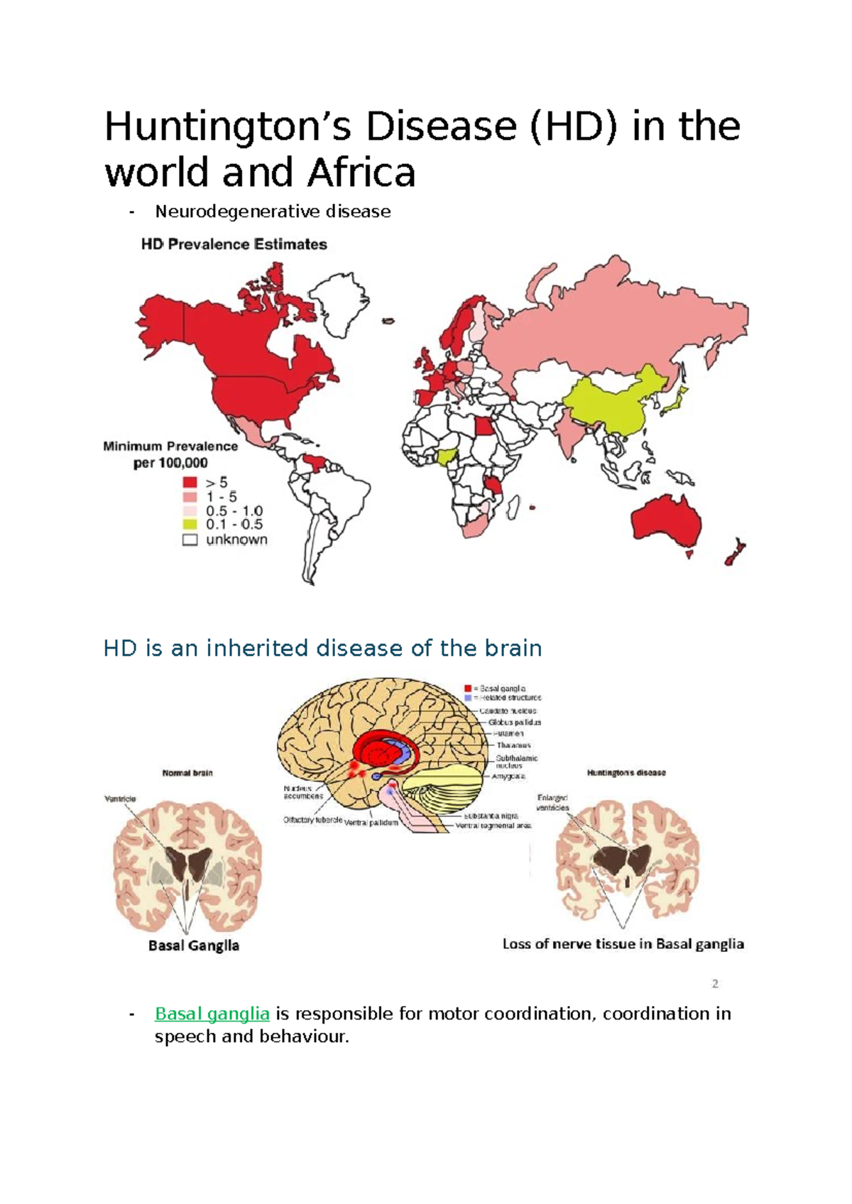 Huntington's Disease (HD) Overview and Key Insights - Studocu