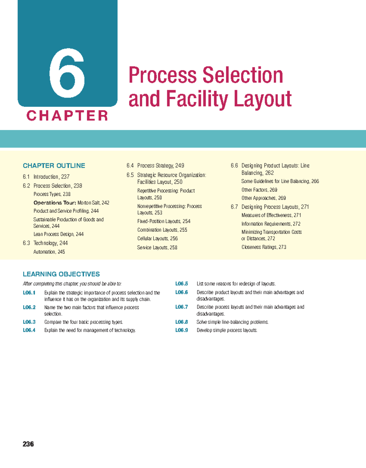 6 CHAPTER Process Selection and Facility Layout: Key Concepts and ...