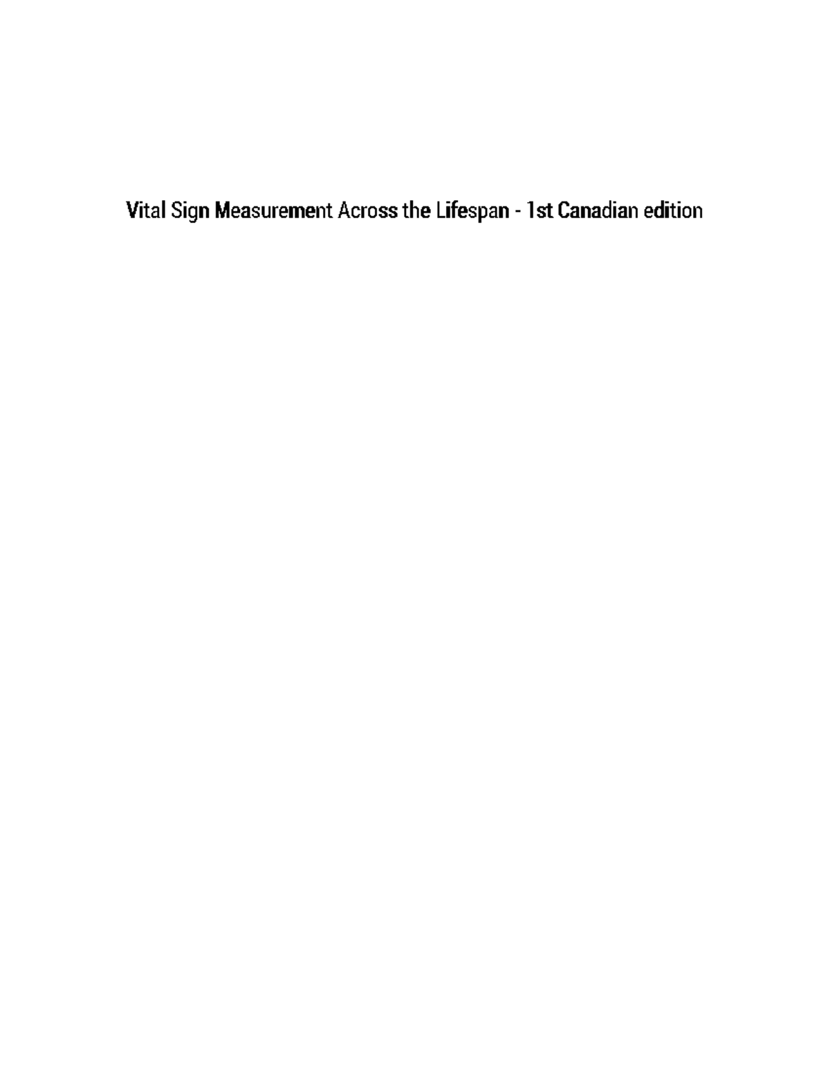 Vital Sign Measurement Across the Lifespan 1st Canadian edition ...