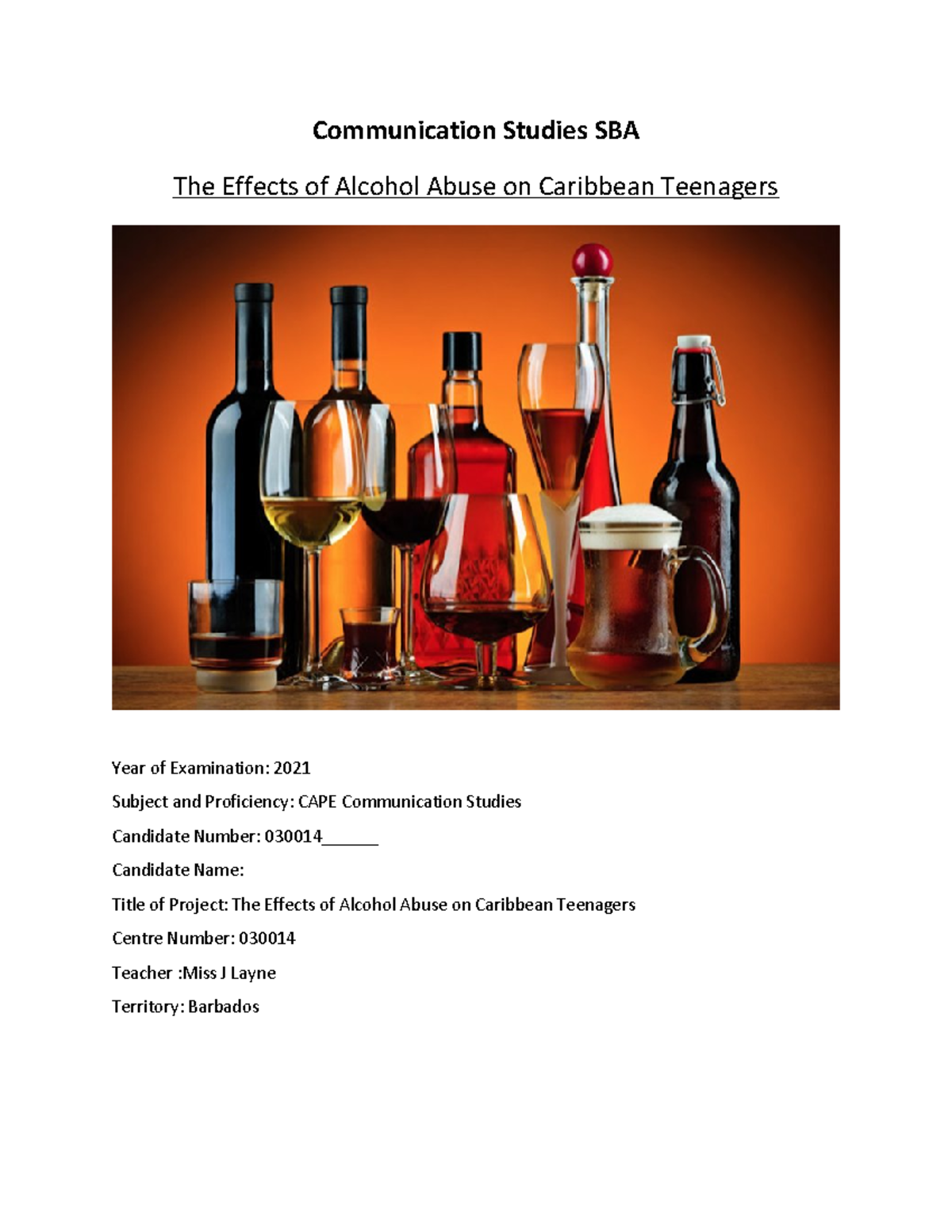 Full SBA Sample - SBA Example for comm studies - Communication Studies ...