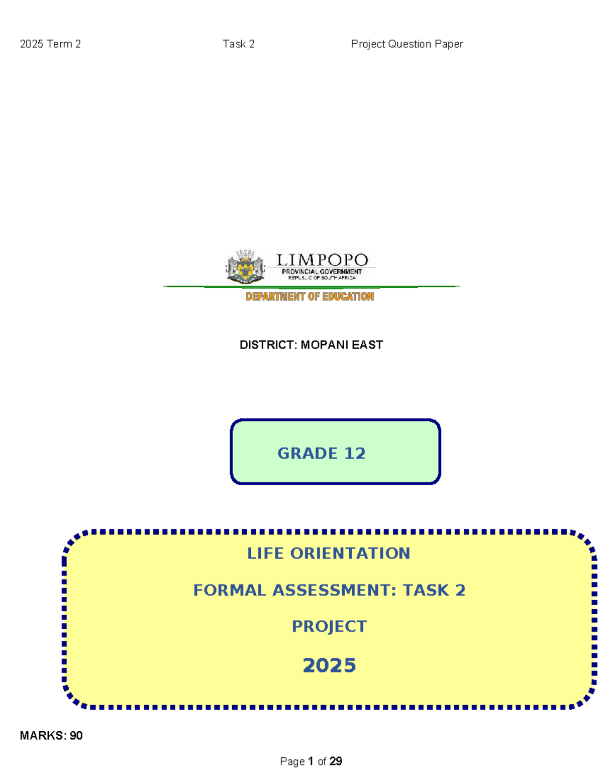2025 Grade 12 Life Orientation Task 2 Project: Democracy & Human Rights ...