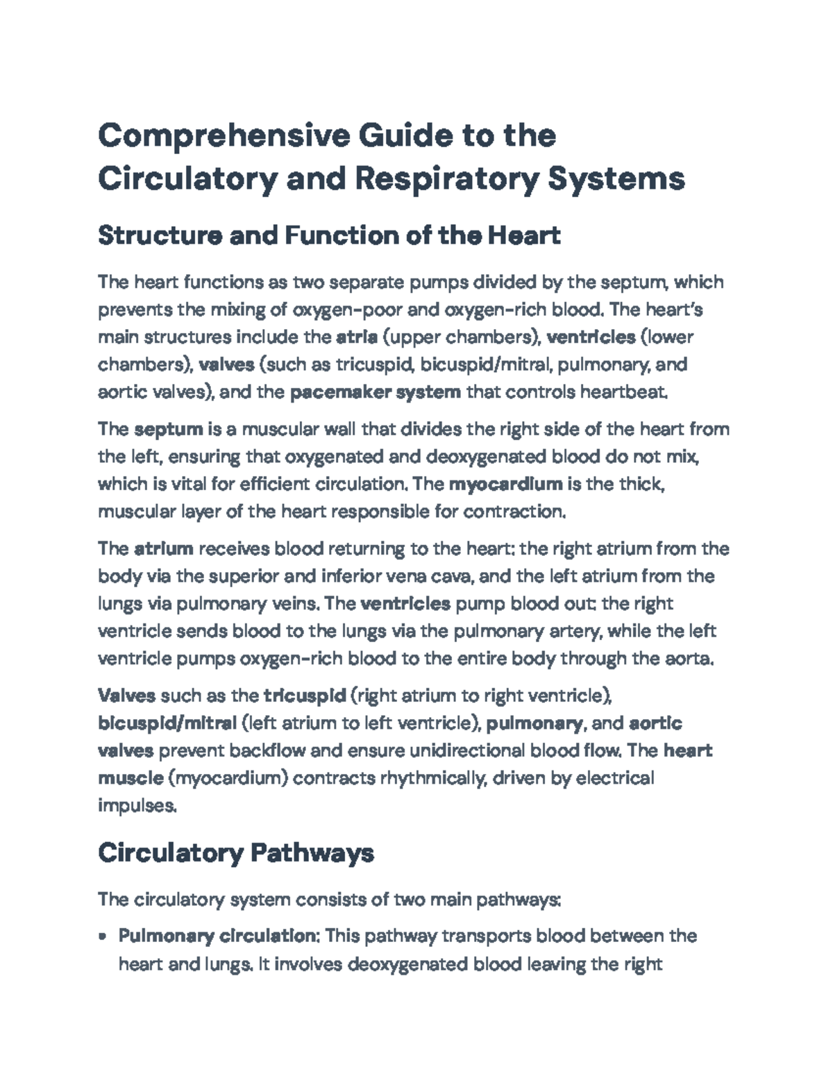 Comprehensive Overview of Circulatory & Respiratory Systems (BIO 101 ...