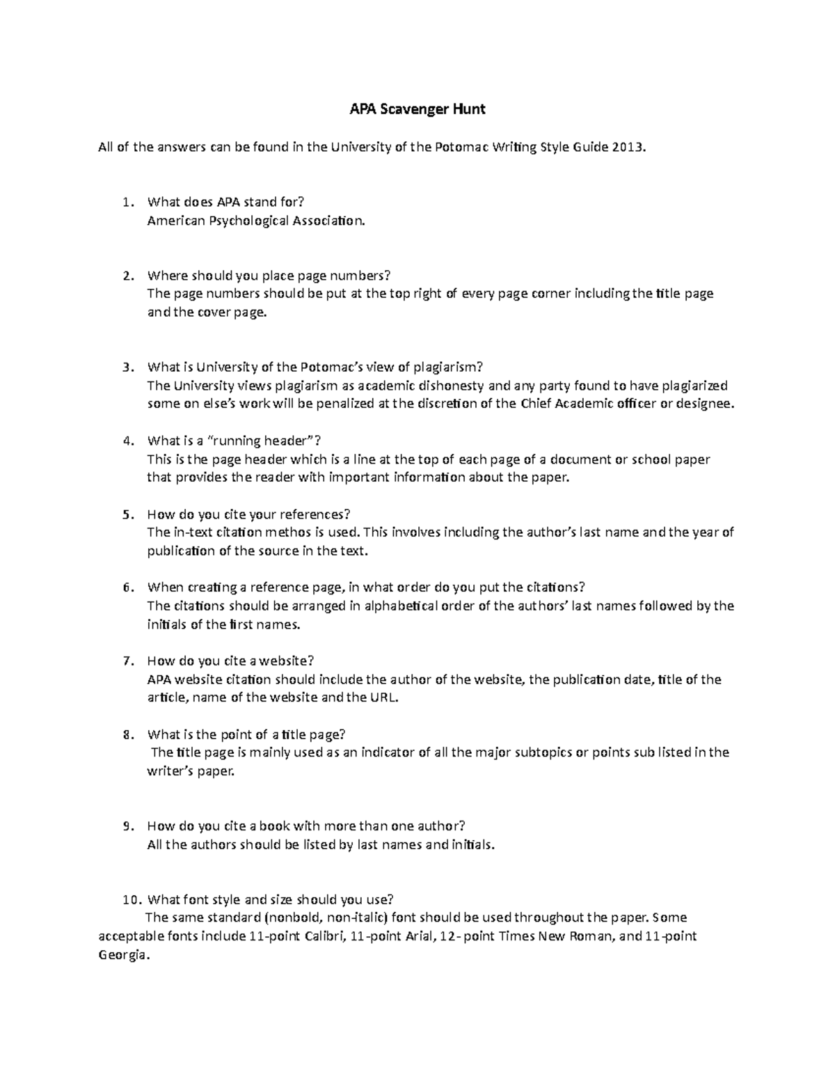 APA Scavenger Hunt-1 - This is an APA assignment quiz - APA Scavenger ...