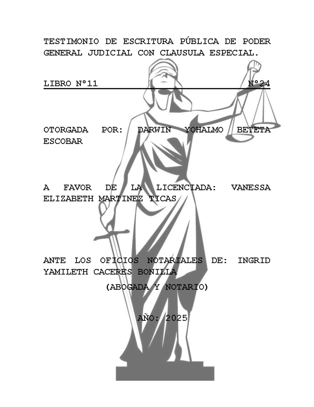Portada DE Poder GJCE - Derecho Mercantil - TESTIMONIO DE ESCRITURA ...