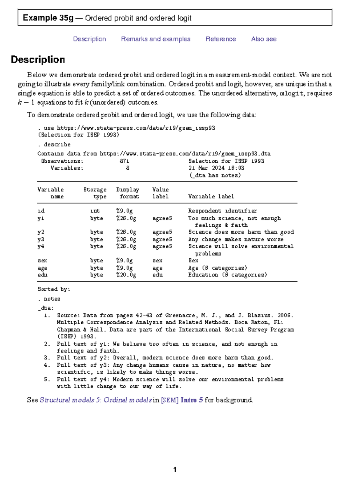 Example 35g: Ordered Probit and Logit Models Explained - Studocu