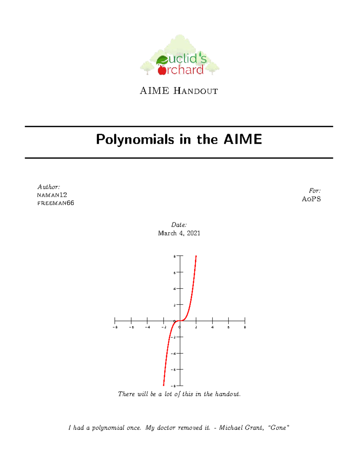 Polynomials in the AIME: Comprehensive Study Guide for AIME - Studocu