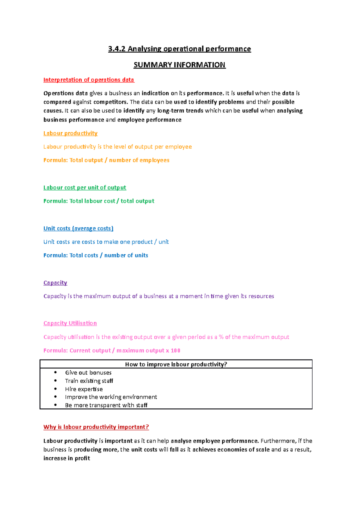 3.4.2 Summary of Operational Performance Analysis - Studocu