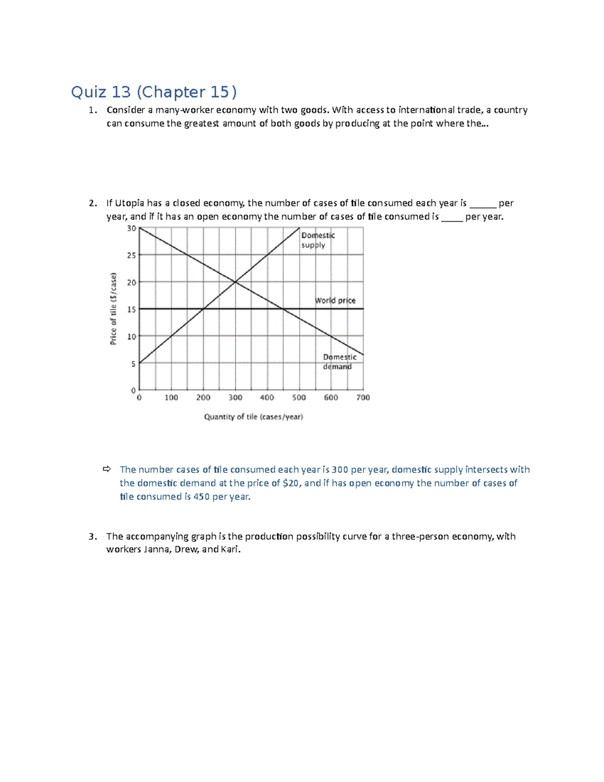 Quiz 13: Comparative Advantage & Trade Analysis (Chapter 15) - Studocu