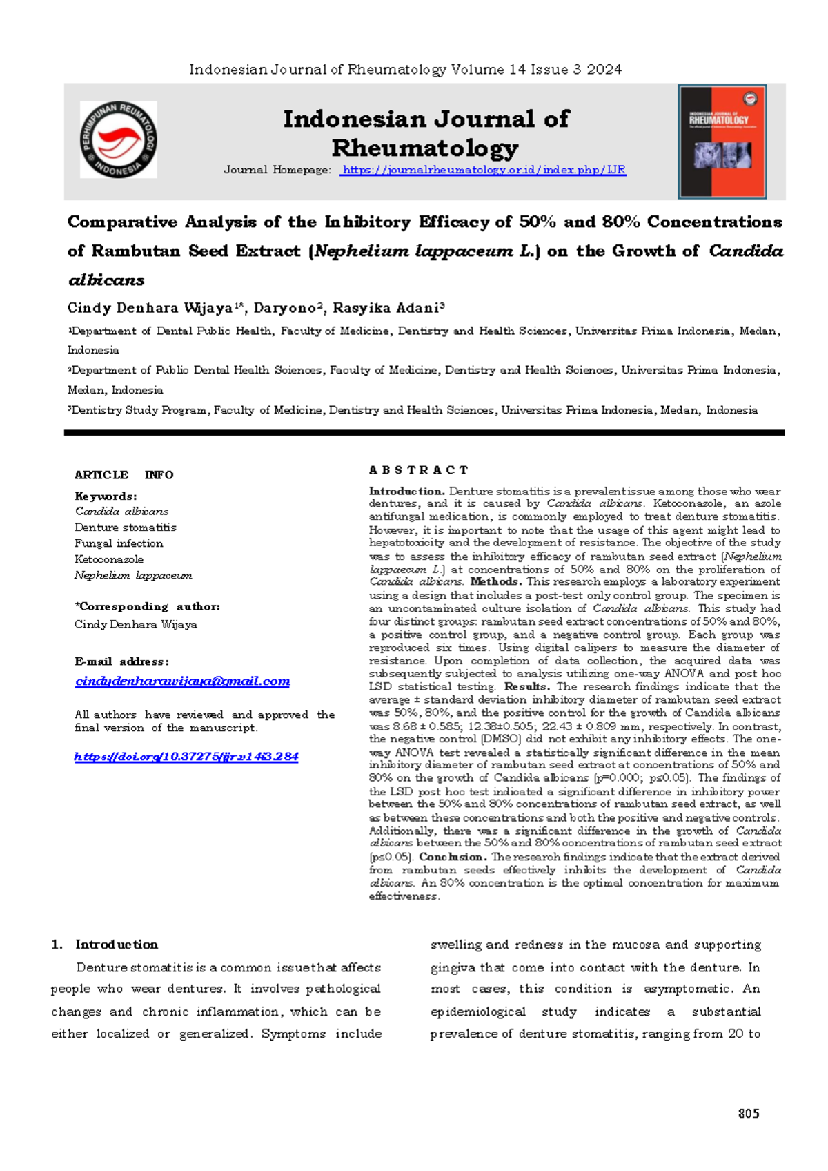 Comparative Study on Rambutan Seed Extract's Efficacy Against Candida ...