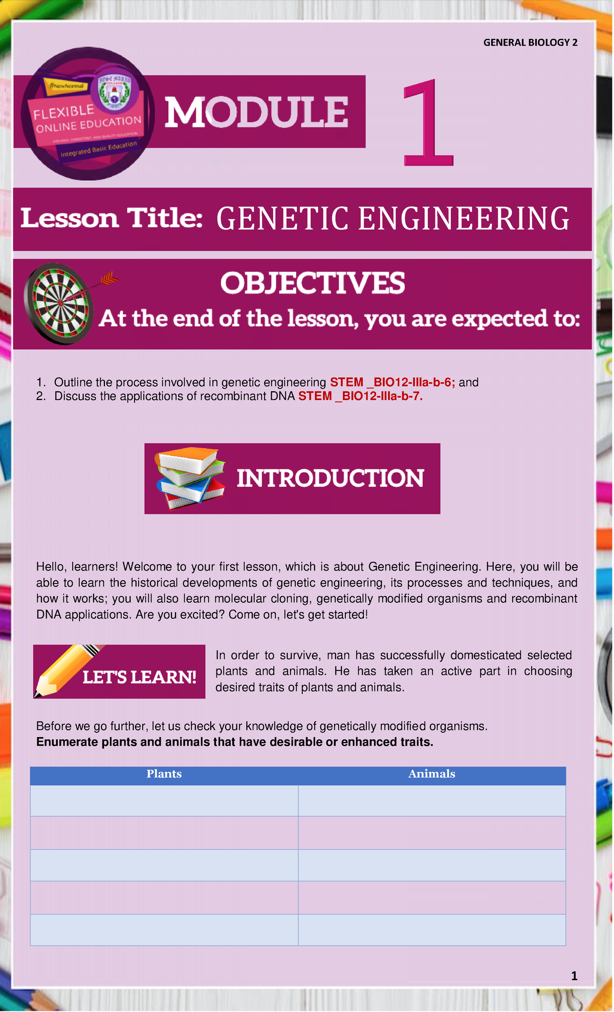 Module 1 - Introduction to Genetic Engineering and Recombinant DNA ...