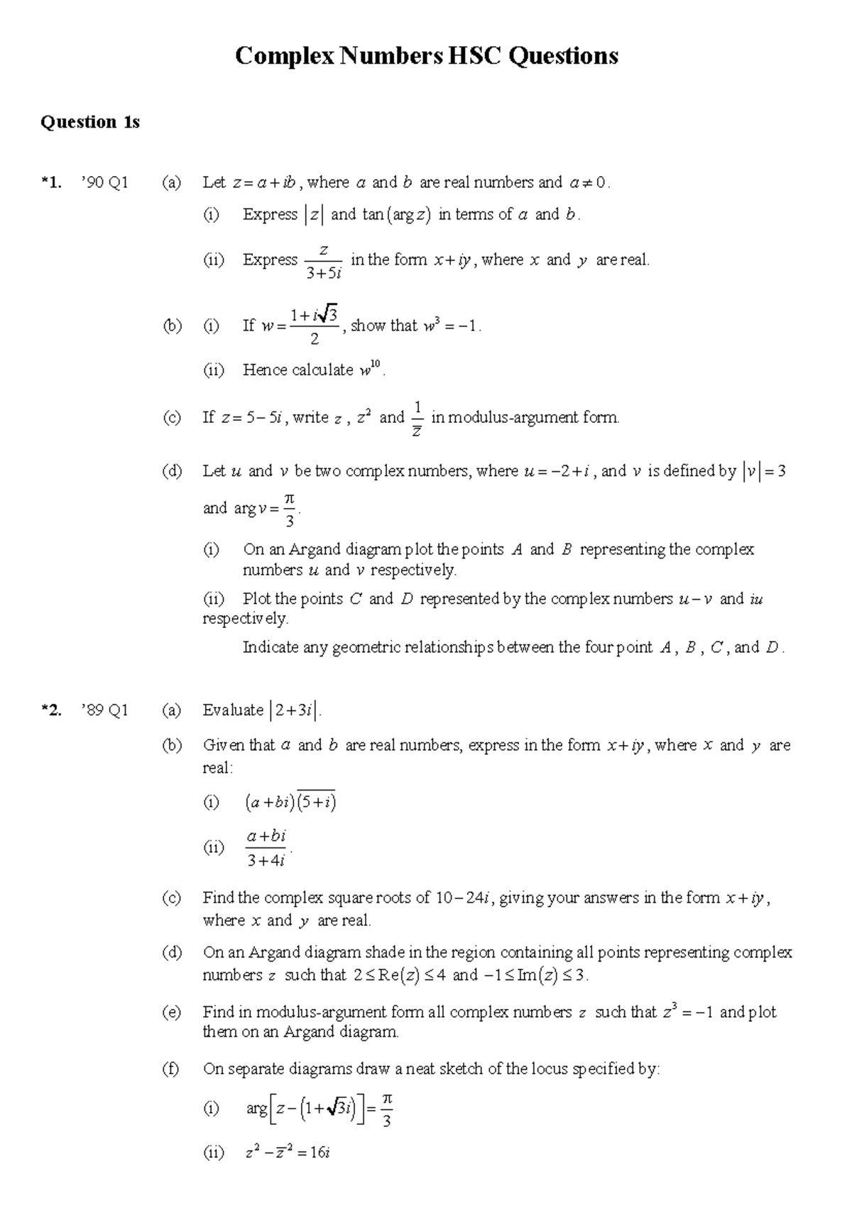 Complex Numbers HSC Questions: Detailed Solutions and Explanations ...