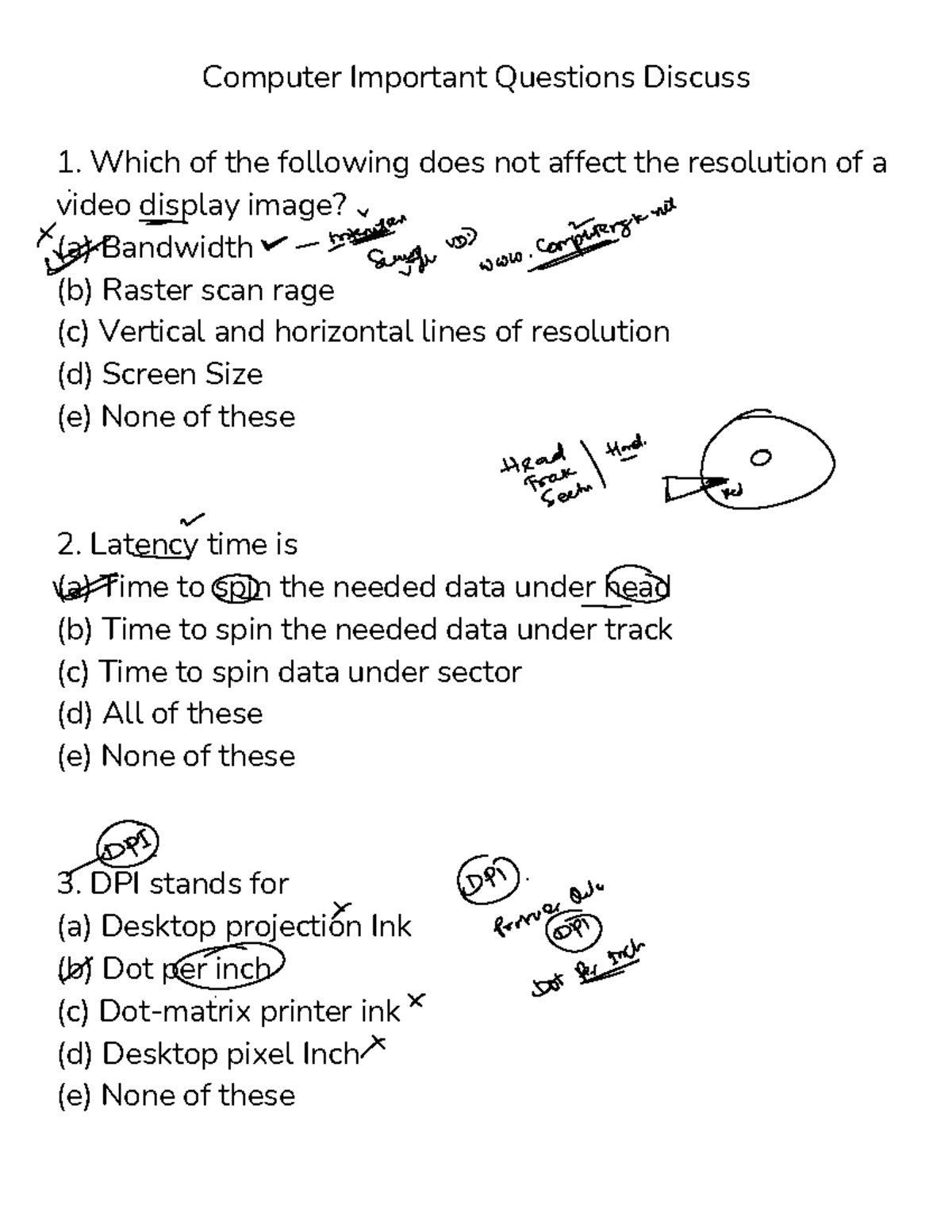 Computer Important Questions for Exam Preparation: Discuss & Solve ...