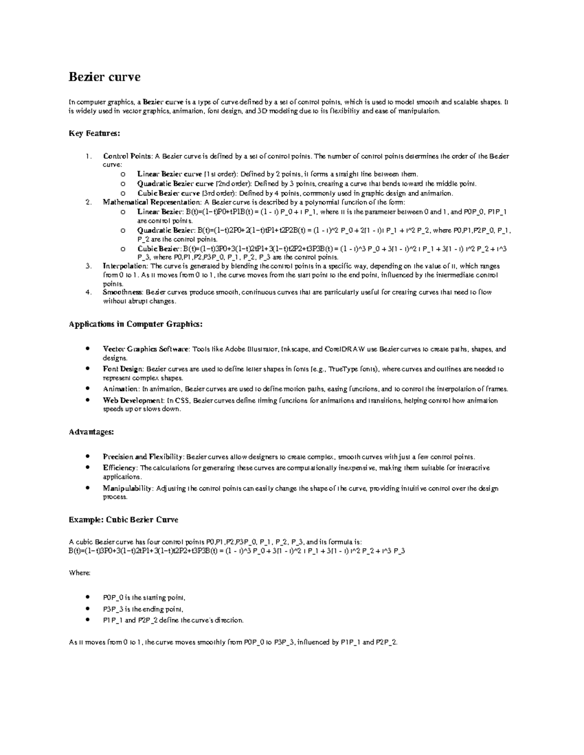 Computer graphic - BCA SEM 5TH - Bezier curve In computer graphics, a ...
