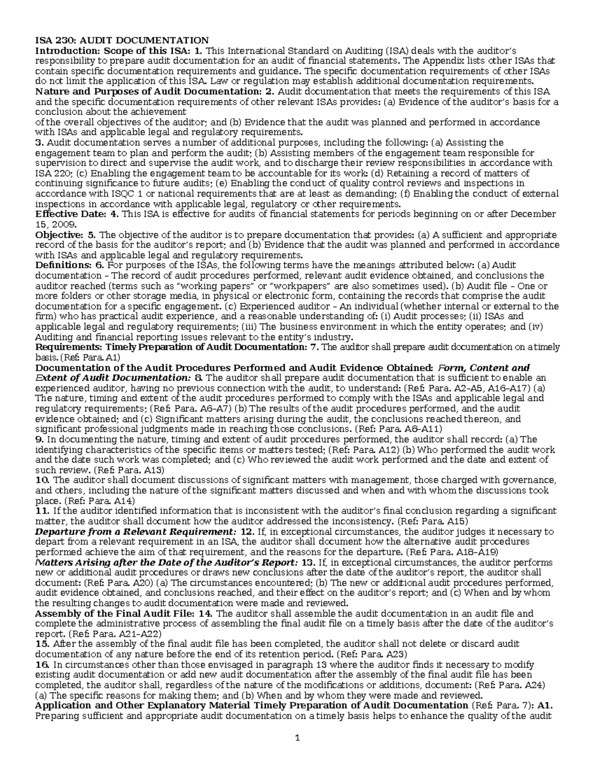 ISA 230: Comprehensive Guide to Audit Documentation Standards - Studocu