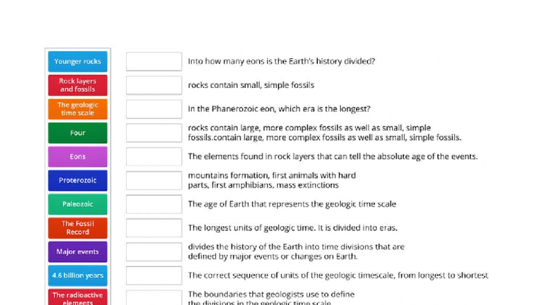Geologic TIME Scale Worksheet: Understanding Eons and Eras - Studocu