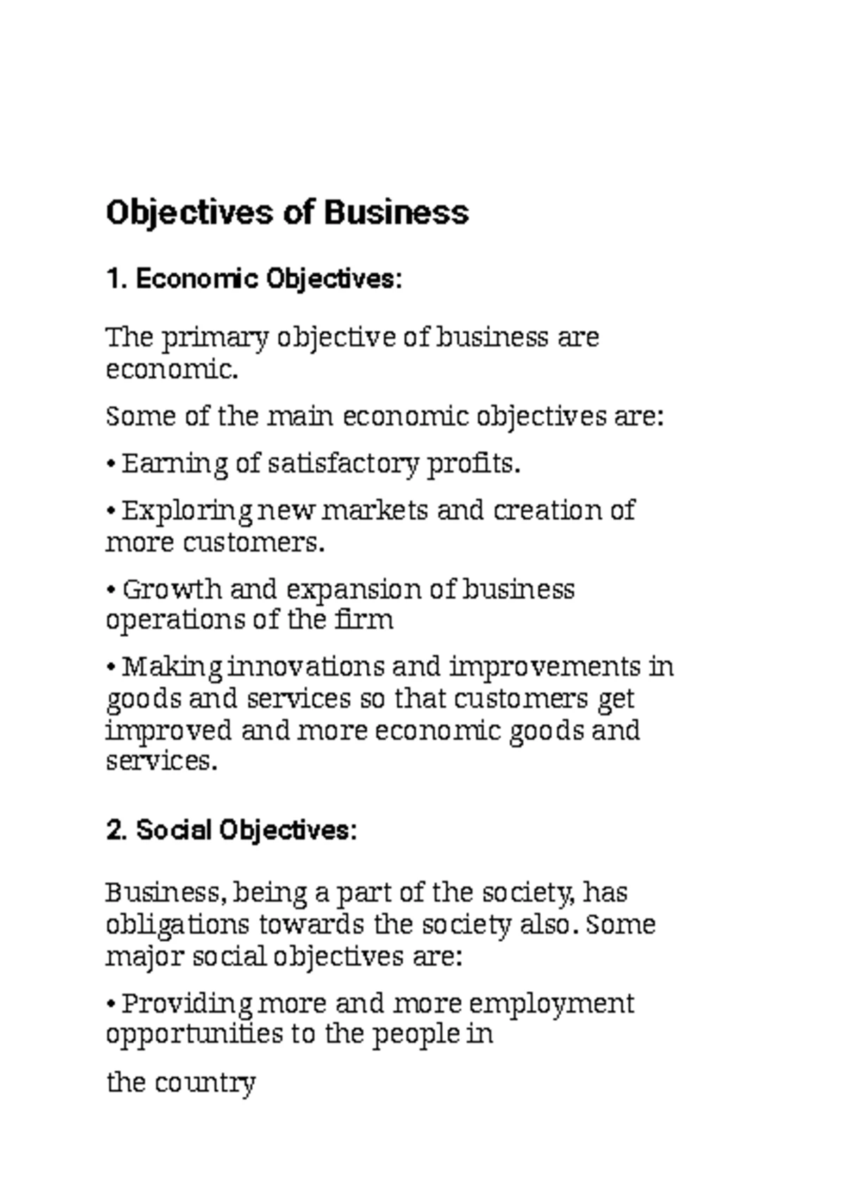 BCOC 132 lecture notes - BUSINESS Essential Features of Business **1 ...