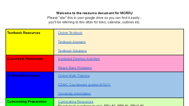 Sept 2025-26 Full Outline MCR3U (Griffith Cooper) - Welcome to the ...