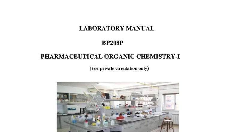 LMBP208P - Laboratory Manual for Pharmaceutical Organic Chemistry - Studocu
