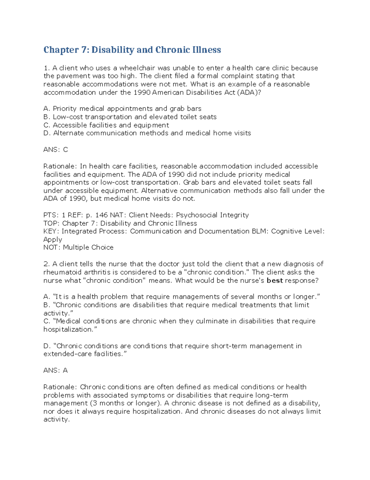 Chapter 7: Disability and Chronic Illness - Key Concepts and Exam ...
