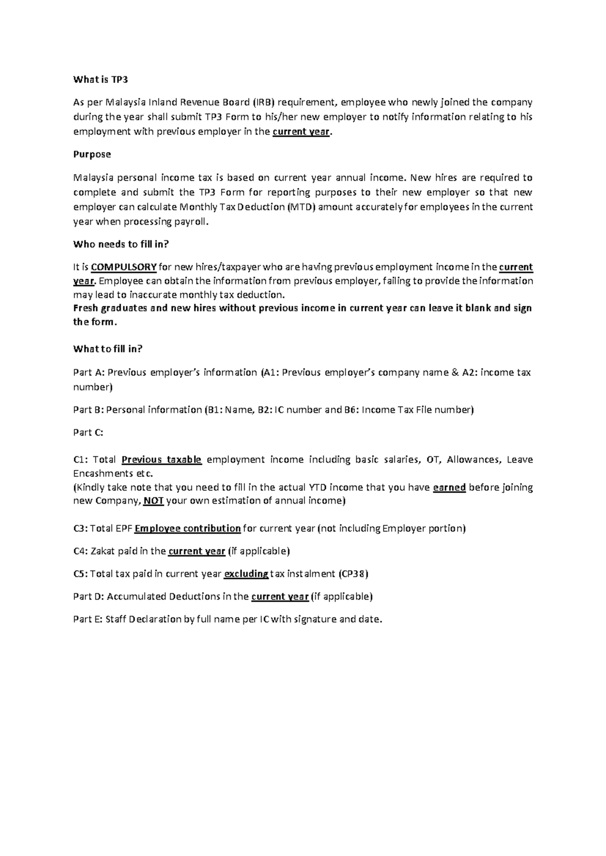 Guidelines Borang TP3 FORM - What is TP As per Malaysia Inland Revenue ...