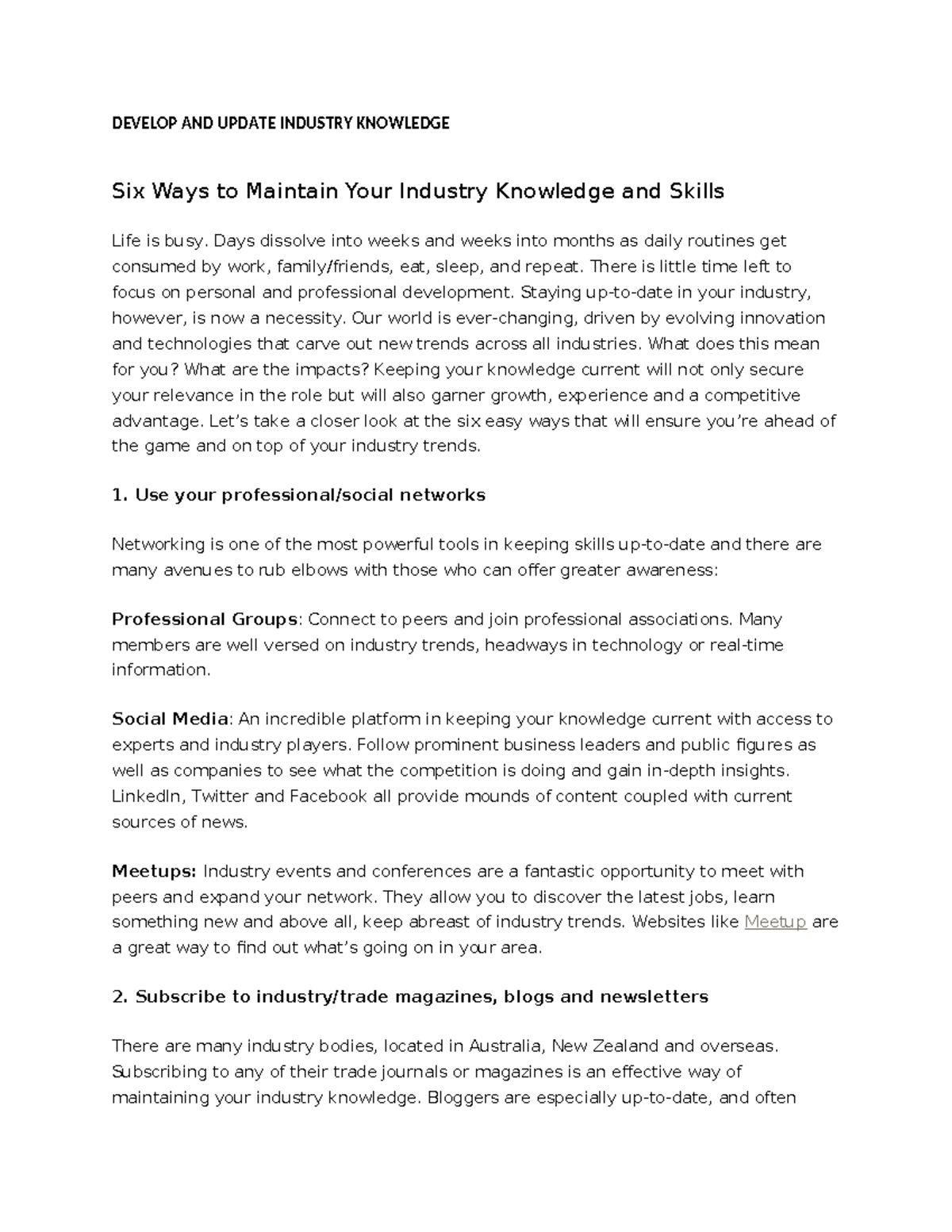 Developing Industry Knowledge: Six Essential Strategies for Success ...