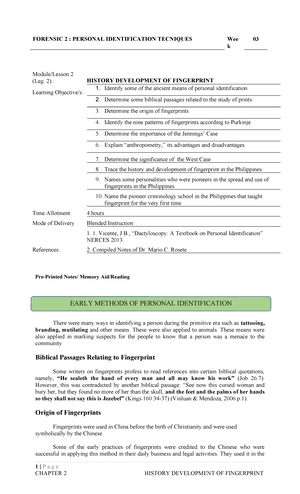Forensic 2: Chapter 3 - Ridge Formations and Identification Techniques - Studocu