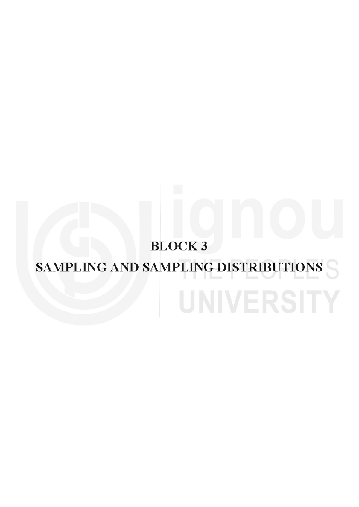 Decision Theory: BLOCK 3 - Sampling and Sampling Distributions Overview ...