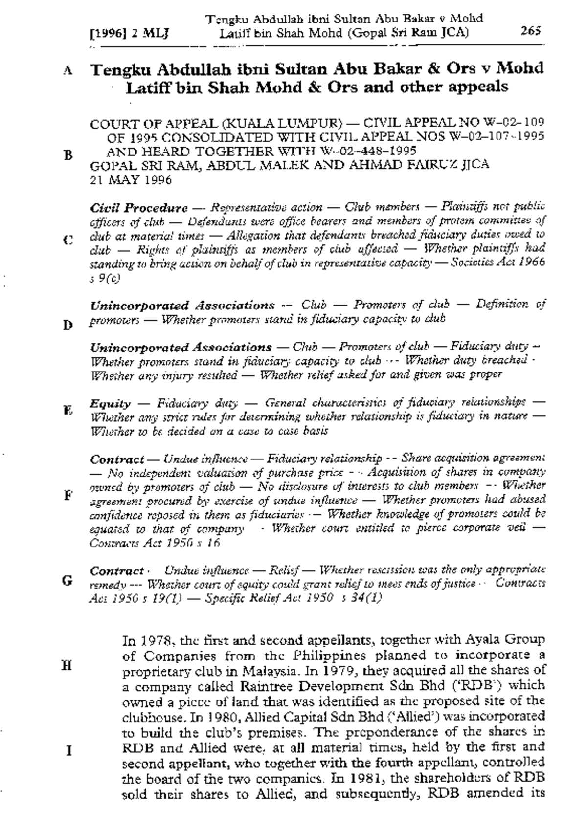 Tengku Abdullah ibni Sultan Abu Bakar v Mohd Latiff: Court of Appeal ...