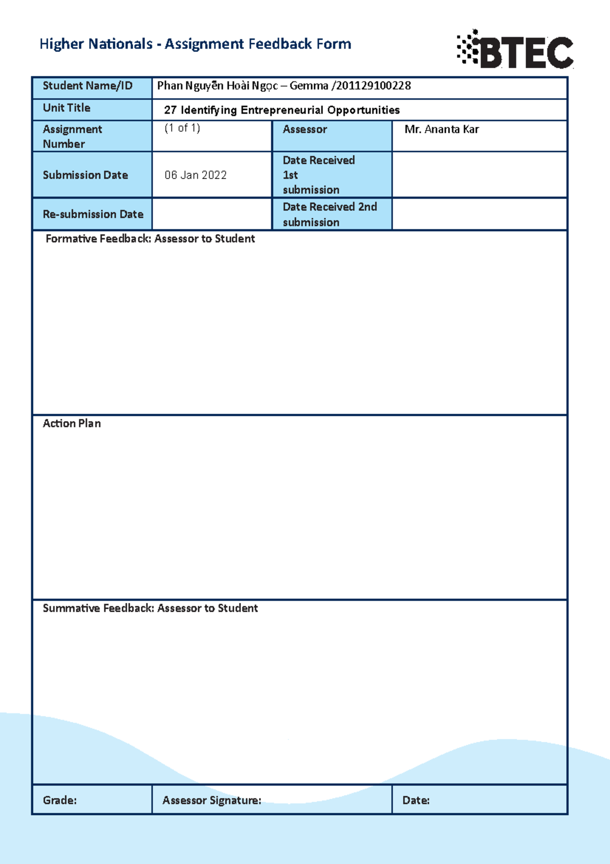 32. Gemma Assignment-Feedback-Form-IEO 1 of 1 - Higher Nationals ...
